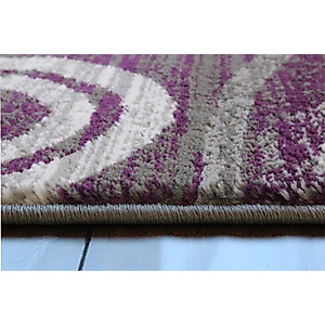 Masada Rugs, Stephanie Collection Area Rug Modern Contemporary Design 1103 Purple Grey White (2 Feet X 7 Feet 3 Inch) Runner