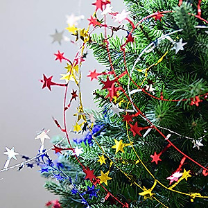 Neo LOONS 25 Ft Star Garland Tinsel Star Brace Wire Garland for Christmas Tree Decor Ornaments Party Accessory Decorations, 3 Pack (Blue)