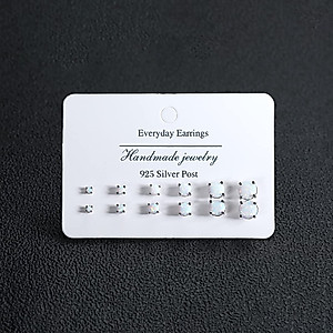 Opal Stud Earrings for Women Hypoallergenic 925 Sterling Silver Post Stud Earrings Sets for Multiple Piercing Jewelry Gift