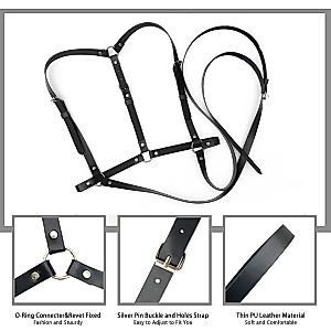 trypro Punk Leather Chest Harness Belt for Women Gothic Waist Corset Belts Adjustable Body Suspenders Party Accessories Dresses (01-Black)