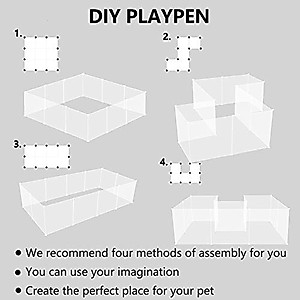 Hamster Playpen Plastic, Rabbit Fence Indoor Small Animal Cage Exercise Pen Transparent Playpen for Puppy Guinea Pigs Bunny Chinchilla Gerbils Hedgehogs Rats (12 Panels/Size:13.78 X 13.78 inches)