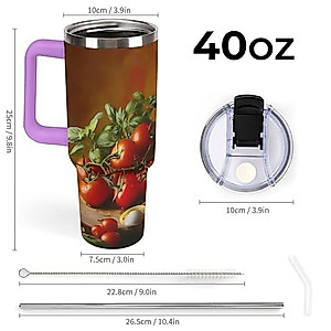 Pasta Ingredients Insulated Tumbler with Lid And Straw Stainless Steel Travel Coffee Mug 40oz Violet-style