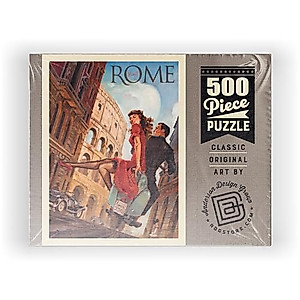 MyPuzzle Italy: Rome by Vespa, Vintage Poster - Premium 500 Piece Jigsaw Puzzle for Adults