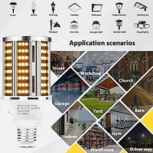 50W 2 pack LED Corn Light Bulb,3000K Warm White 6500LM(500W Equivalent ) Commercial GradeE26/E39 Medium Mogul Base LED Lamp,Large Area Lights For Outdoor Indoor Garage Warehouse Factory Bay Light