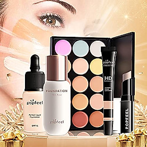 34PCs Makeup Gift Set All in One Bundle Women Full Kit Cosmetic Essential Starter Pro Brush Eyeshadow Palette Lipgloss Sets For Christmas Halloween