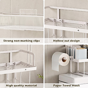 COVAODQ Bathroom Organizer Over The Toilet Storage Cabinet 2-Tier Bathroom Storage, Bathroom Shelves with Paper Rack 2 Tier