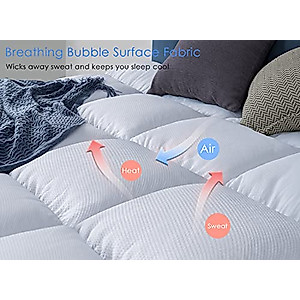 QUEEN ROSE Mattress Topper Queen, Extra Thick Mattress Pad Pillowtop for Back Pain Relief, Soft Bed Cover for Firm Mattress, Plush Overfilled Down Alternative Mattress Protector