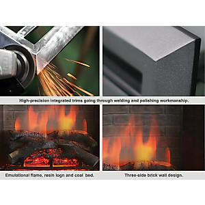 PuraFlame Western Electric Fireplace Insert with Fire Crackling Sound, Remote Control, 750/1500W, Black, 25 63/64 Inches Wide, 23 3/16 Inches High