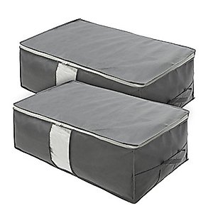 Surblue Under Bed Storage Organizer Large Capacity with Handle Clear Window (Gray)