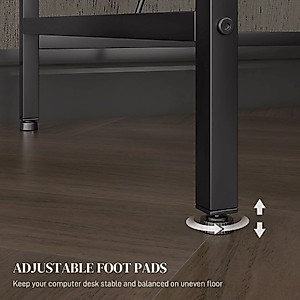 HOMCOM 42" L Shaped Desk with LED Lights, Power Outlet, USB Charging Ports, Reversible L Shaped Computer Desk with Storage Shelves, Monitor Stand, Corner Gaming Desk for Home Office, Rustic Brown