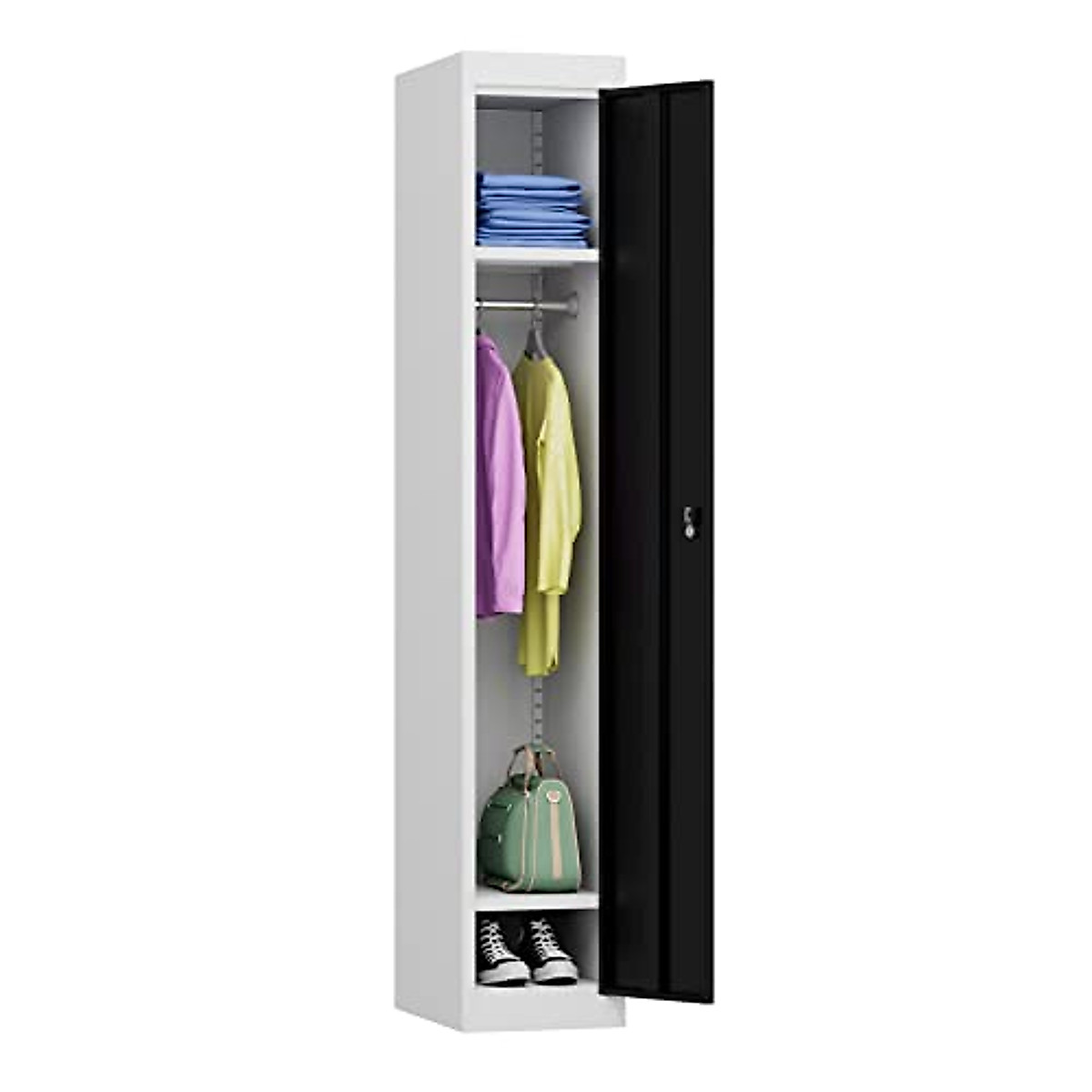 GangMei Locker Cabinet with 1 Door, Metal Locker with Doors for Employees Gym School Kids Office, Garage, Bedroom, Assembly Required