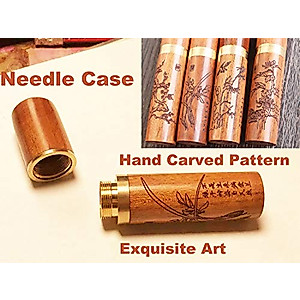 self Threading Needles, Needle Threader with Needle case Carving Pattern Golden 12 Pack