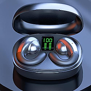 Nsxcdh Bluetooth 5.3 Mini Earbuds, Wireless TWS-Headphones with LED Digital Display & Touch-Control, Immersive Premium Sound Open Ear Headset, for Sports & Game(Black)