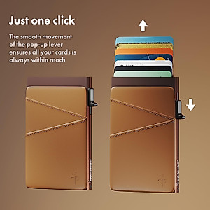 PAGONGO Magsafe Wallet, Mag Safe Wallet Magnetic Minimalist, Pop Up Credit Card Holder with Leather Front Pocket, Apple Wallet Magsafe, Iphone Wallet, Magnetic Wallet Iphone, Brown