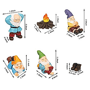 Gnomes Fairy Resin Statues Miniature Fairy Garden Accessories Mini Dwarf Figurine Fairy Miniature Ornament DIY Kit Micro Landscape Ornaments for Outdoor Indoor Patio Yard Lawn Garden (Fire Gnomes)