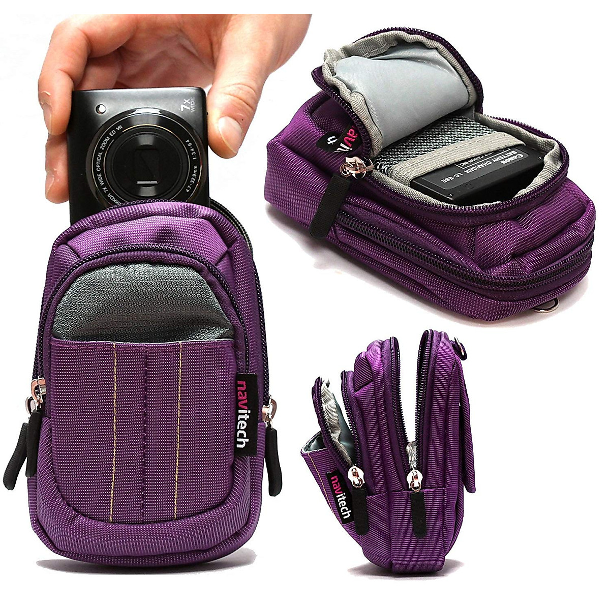 Navitech Purple Digital Camera Case Bag Compatible with Canon PowerShot SX620 HS Compact Camera