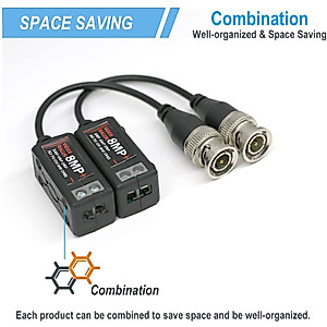 ANLINK 4 Pairs 4K 8MP HD Passive Video Balun Connectors, CCTV BNC Passive Video Balun Transceiver for BNC Male Cable via CAT5/5E/6 Twisted Pair Transmitter CCTV Camera System (4 Pairs, Screw Type)
