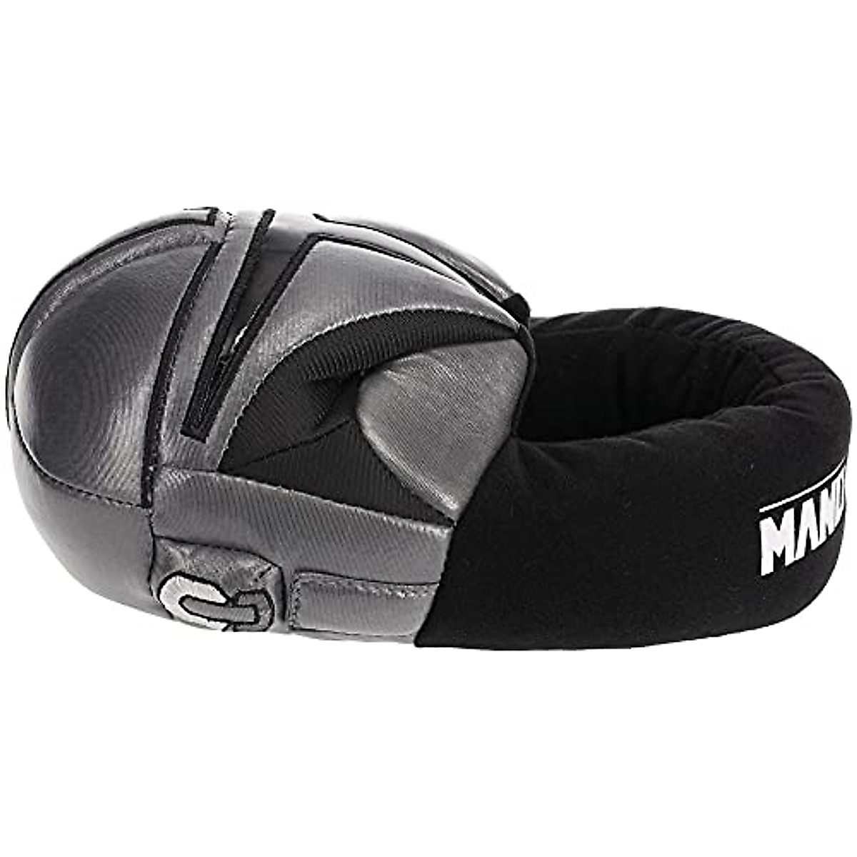 STAR WARS Boys Mandalorian Slipper, Full Body Mando Helmet Novelty Slipper, Grey/Black, Size 1-2 Big Kid
