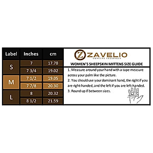 Zavelio Women's Premium Shearling Sheepskin Leather Fur Mittens Black Medium