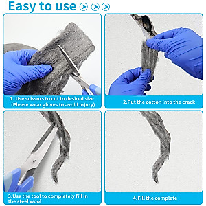 Steel Wool Roll, Flexible Stainless Steel Wool Rolls Interstice Hole Filler, Barrier Wire Mesh Hole Fill Fabric, Control Gap Filter Keep Animals Away from Holes for House Garage