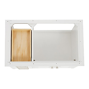 ARIEL Kensington Bathroom Vanity 37" Inch in White with Carrara White Marble Countertop, Right Offset Rectangular Sink, 2 Soft Closing Doors and 4 Full Extension Dovetail Drawers