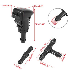 X AUTOHAUX 7pcs Front Windshield Washer Nozzles Kit for Dodge for Ram for Chrysler 2 Meters Windshield Washer Hose with Connectors Replaces 5113049AA