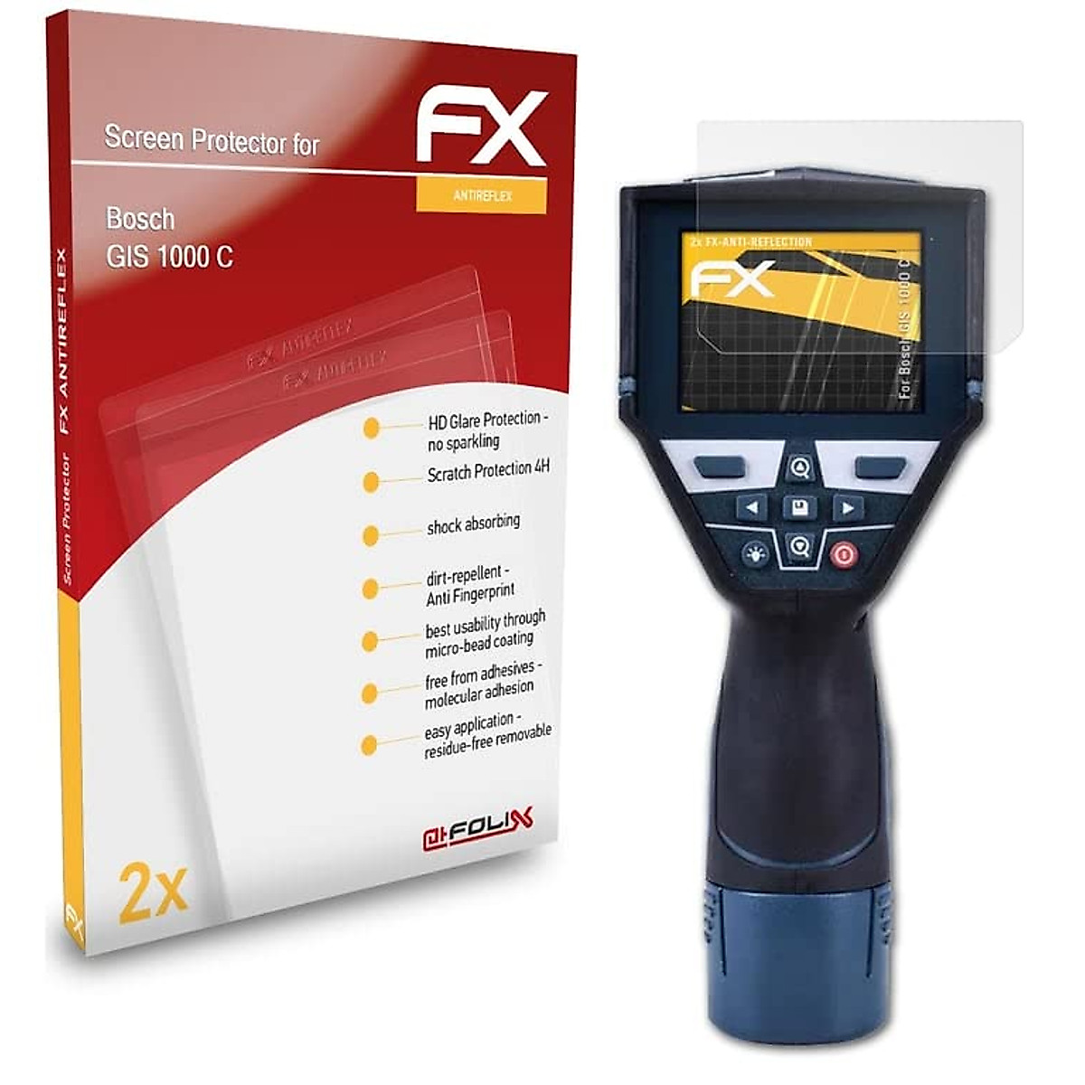 atFoliX Screen Protector compatible with Bosch GIS 1000 C Screen Protection Film, anti-reflective and shock-absorbing FX Protector Film (2X)