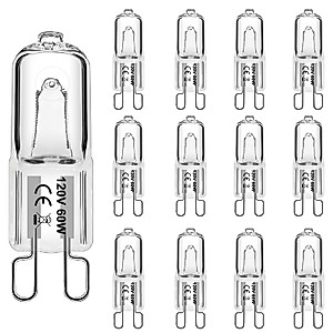 WeshLMPO G9 Bulb 60W G9 Halogen Light Bulbs 2 Pin for Range Hood Lights, Microwave Ovens, Bathroom Light Bulbs, Chandeliers 120V 2700K Warm White 12 Pack