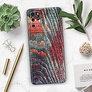 DesignSkinz Grungy Orange and Teal Dyed Wood Surface Protective Vinyl Decal Wrap Skin Cover Compatible with The Samsung Galaxy S20 (Screen Trim & Back Glass Skin)
