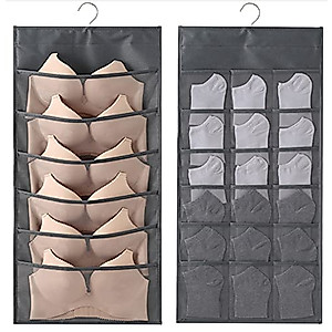 Large Bra holder Organizer Hanging Bra Storage Bra Hanger Especially suitable for sports bra, training bra, socks, baby clothes, shoe,bedroom storage,school dormitory storage(Gray, 1PCS 6+18 Grids)