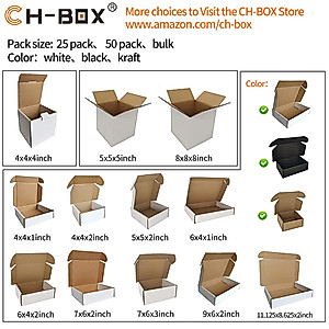 CH-BOX 50 Pack 7x6x2'' Small Shipping Boxes, Corrugated Cardboard Mailers for Business, White (CM762)