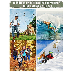 JOYHILL Tactical Lunch Box for Men, Double Deck Expandable Insulated Lunch Bag, Large Durable Thermal and Cooler Bag for Adult, Modern Leakproof Bag for Adult Work, Camping, Picnic, Green Camo,18L