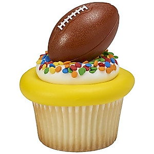 DECOPAC 3D Football Rings, Cupcake Decorations, Food Safe Cake Toppers – 24 Pack, Multicolor