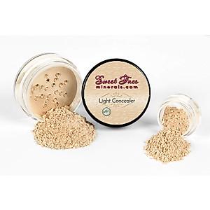 CONCEALER with BRUSH SET Full Size Mineral Makeup Powder Kit Sheer Bare Skin SPF 20 (Light Concealer)