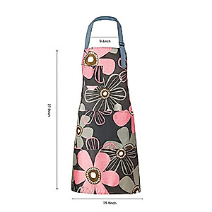2 Pcs Kitchen Apron, Cooking Apron for Women, Adjustable Chef Apron, BBQ Aprons with 4 Pockets for Home Kitchen Baking Gardening