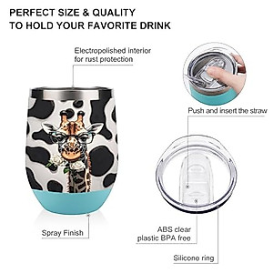 OPTKSNCU 304 Stainless Steel Insulated Cup with Lid, Giraffe Bites The Rose Print Durable, And Easy to Clean – Ideal for Home, Office, And Gift Giving
