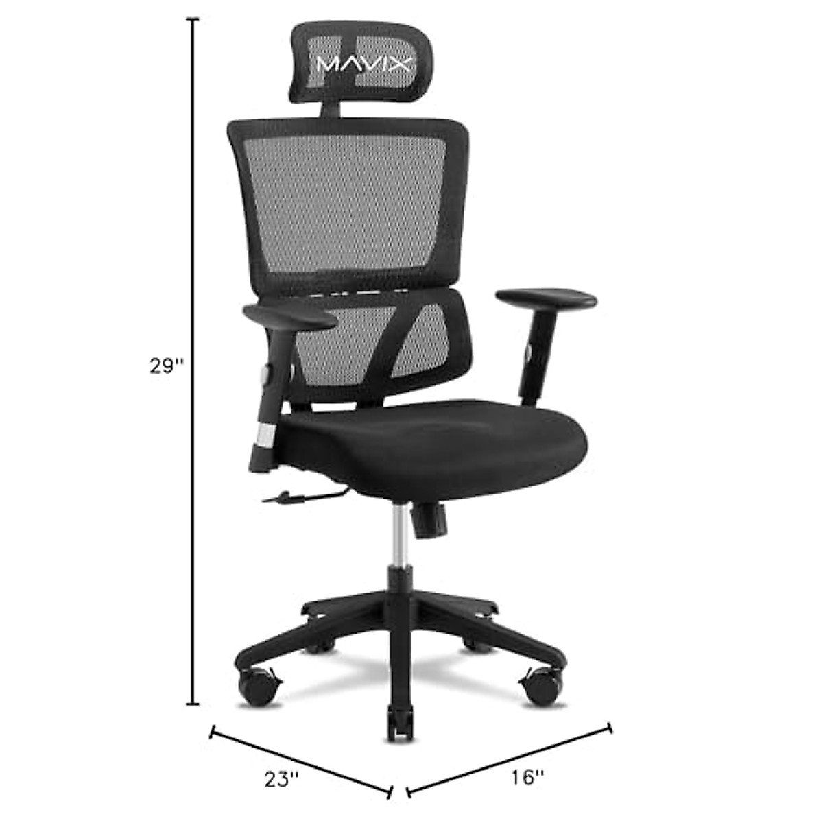 MAVIX M4 Gaming Chair: 19.5” Mesh Seat, DVL, Fixed Back Recline - Airy Comfort/Responsive Support/Adjustable Features for Gamers (Black)