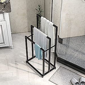 Crocofair Freestanding Metal Towel Rack Holder with 3 Tier for Bathroom Towel Rack Hand Towels Modern Washcloths Holder Drying Rack (Black) (3-Tier, Black)