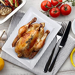 LOK-OSEMILE Emboss effectSet of 2 Melamine Rectangular Serving Trays/Platters - White (2)