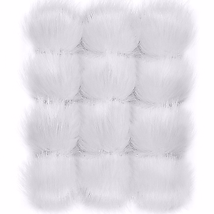 Tatuo 14 Pieces Faux Fur Pom Ball DIY Fur Poms for Hats Keychain Charms Knitting Hat Accessories (White)