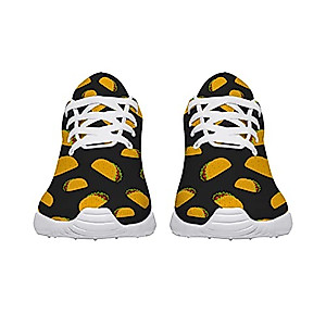 vogiant Funny Shoes Men's Women's Walking Sneakers Tennis Running Shoes Black Tacos Food Pattern Shoes Gifts for Best Friends,Size 7