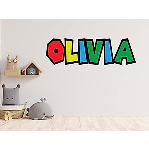 Custom Name Wall Decal - Personalized Name Wall Sticker - Mario Wall Sticker - Graffiti Name Wall Decal - Unisex Wall Art Decor - Wall Decal for Nursery Bedroom Decoration (Wide 15")