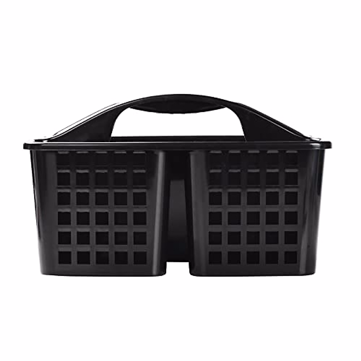 ALINK Plastic Shower Caddy Basket with Compartments, Portable Divided Cleaning Supply Storage Organizer with Handle for College Dorm Bathroom - Black