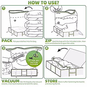 TAILI Under Bed Storage Bin with Vacuum Storage Bag, 1 Pack Foldable Under Bed Storage Box for Quilts Pillow Blankets and Linen Protection, Clear Window, 2 Sturdy Zippers, 41" x 17.7" x 6"