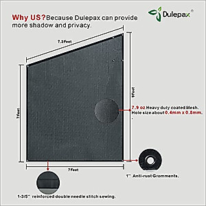 Dulepax RV Awning Side Shade- 9'X7' -Second Generation RV Awning Side Shade Screen Significantly Improves Shadew and Privacy.Universal RV Awning Shade Screen with Complete Kits.