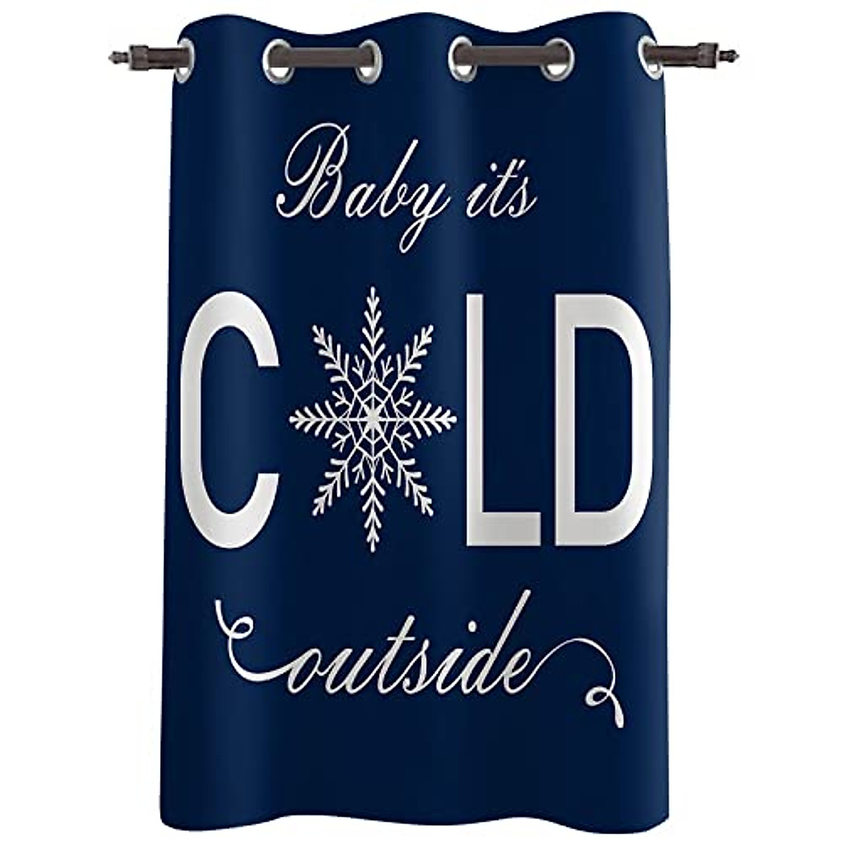 Prime-Home Blackout Curtains for Bedroom, Christmas Grommet Curtains Thermal Insulated Blackout Window Curtains Drapes, Blackout Panel 52"x 24" Cold Winter Snowflakes Blue Backdrop