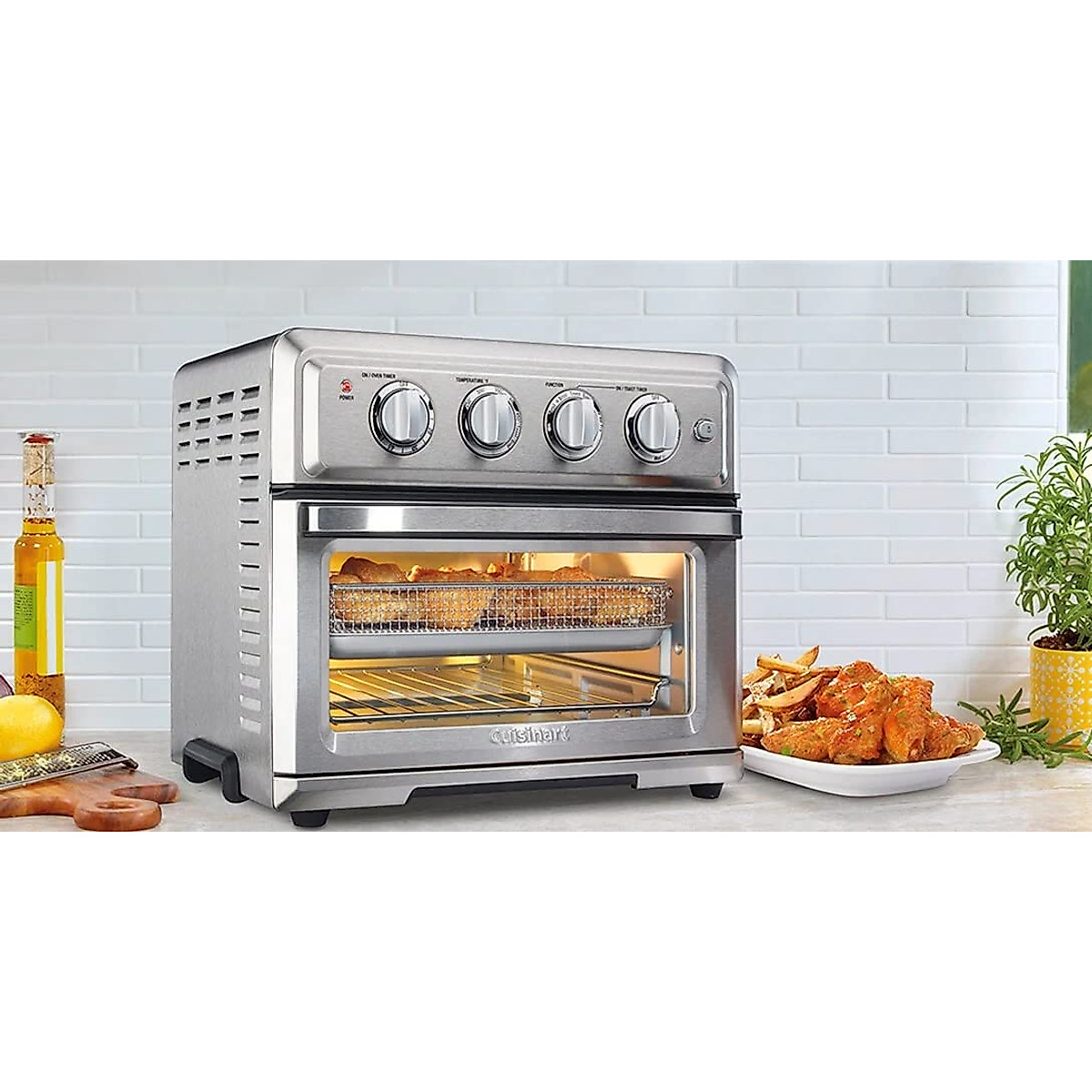 Air Fryer + Convection Toaster Oven by Cuisinart, 7-1 Oven with Bake, Grill, Broil & Warm Options, Stainless Steel, TOA-60