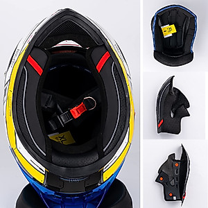 Myamis K5 Motorcycle Helmets Adult Full Face Men Womens Helmet DOT Certified (Blue Challenger, M)