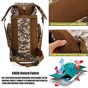 70L Waterproof Hiking Daypack Large Hiking Backpack, Hunting Camping Rucksack Backpack for Men Outdoor Sports Backpack (Desert color(Pocket))