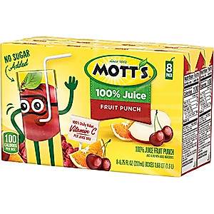 Mott's 100 Percent Fruit Punch Juice, 6.75 fl oz boxes, 32 Count (4 Packs of 8)